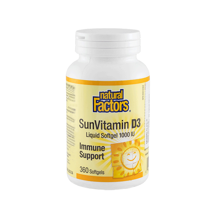 НАТУРАЛ ФАКТОРС ВИТАМИН D3 1000 IU капсули 360 броя / NATURAL FACTORS VITAMIN D3 1000 IU ...