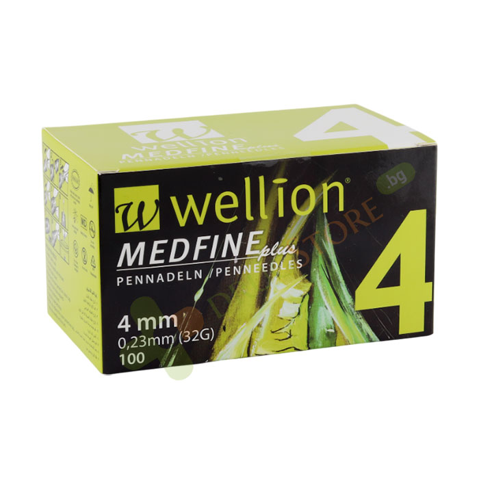 ИГЛА ИНСУЛИНОВА MEDFINE PLUS 4 мм 100 броя / WELLION MEDFINEE PLUS ...