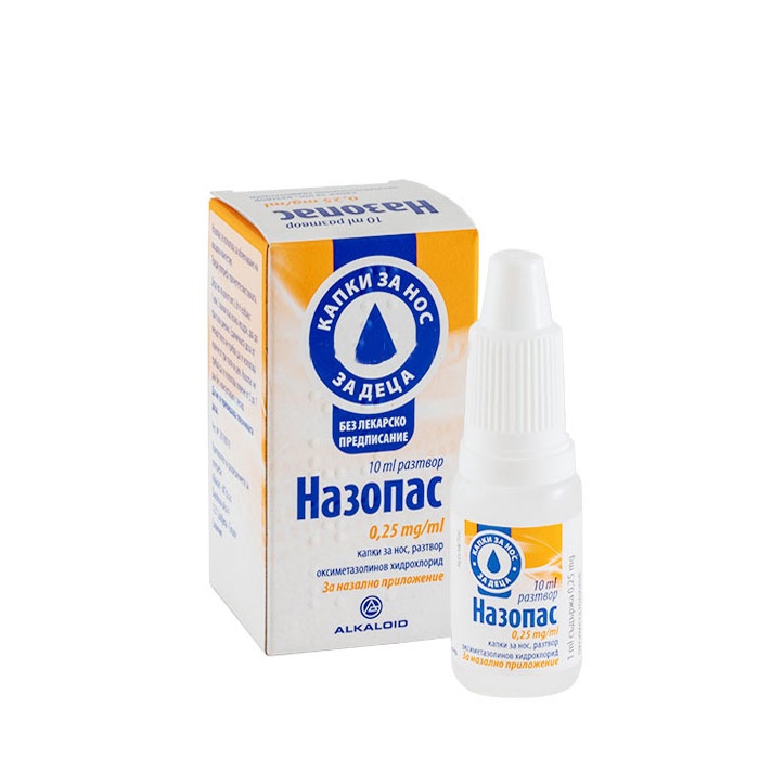 НАЗОПАС капки за нос 0.25 мг. / мл. 10 мл. / ALKALOID NAZOPASS ...