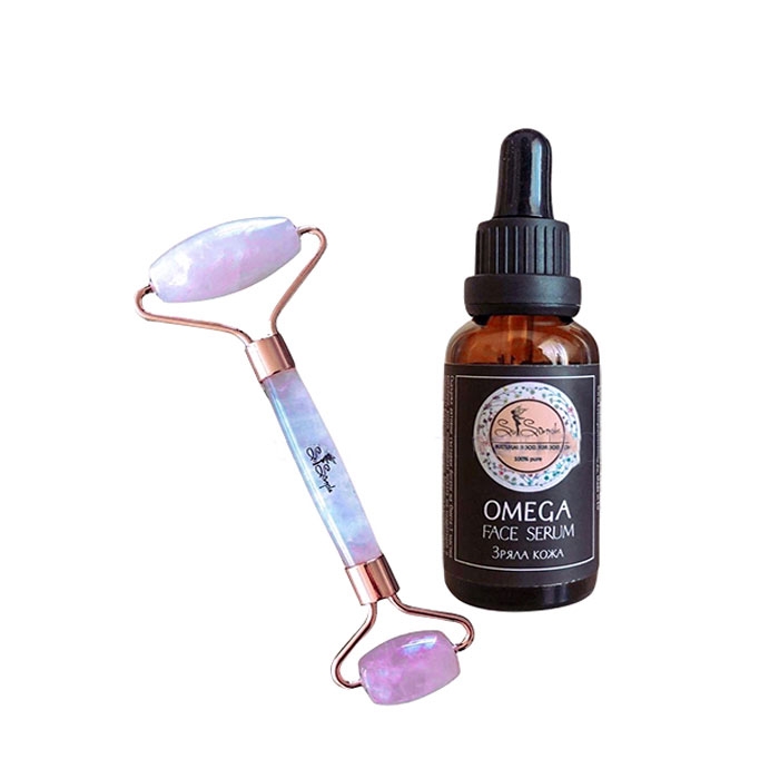 КОМПЛЕКТ СЕРУМ ЗА ЛИЦЕ ЗА ЗРЯЛА КОЖА OMEGA 30 мл. + РОЛЕР ЗА ЛИЦЕ ОТ ...
