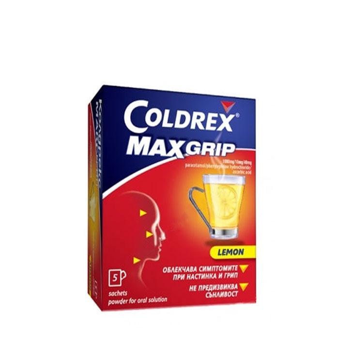 КОЛДРЕКС МАКСГРИП лимон саше 5 броя / COLDREX MAXGRIP LEMON powder x 5 ...