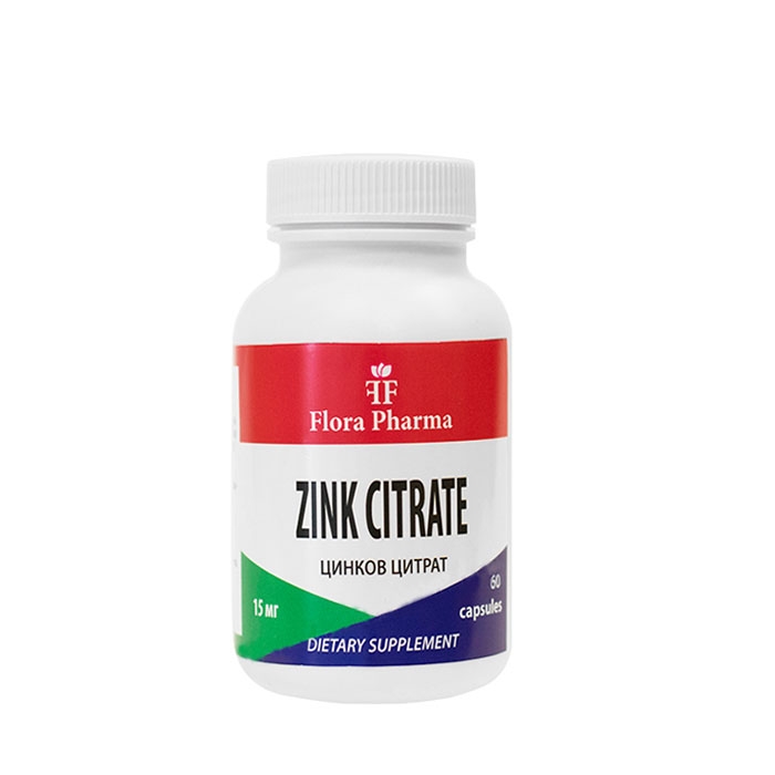 ФЛОРА ФАРМА ЦИНК ЦИТРАТ капсули 15 мг. 60 броя / FLORA PHARMA ZINC ...