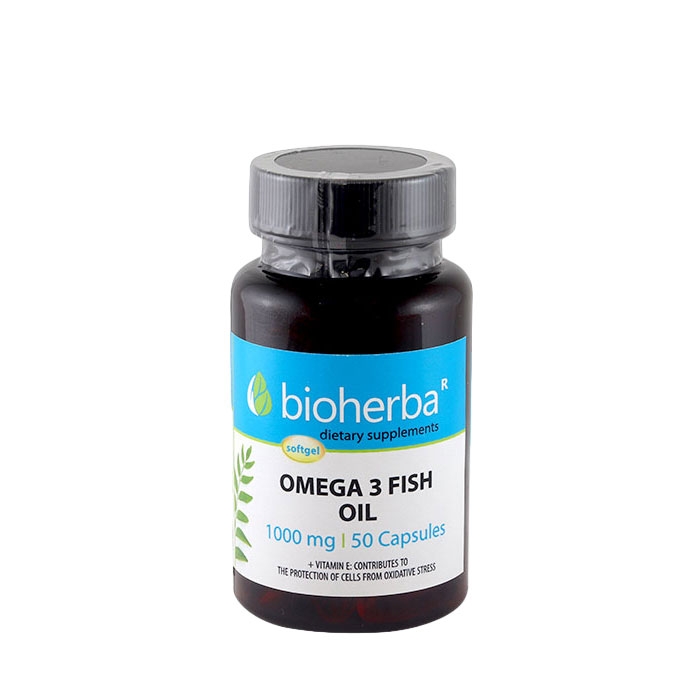 БИОХЕРБА ОМЕГА 3 + ВИТАМИН E капсули 50 броя / BIOHERBA OMEGA 3 FISH ...