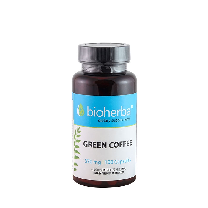 БИОХЕРБА ЗЕЛЕНО КАФЕ + БИОТИН капсули 100 броя / BIOHERBA GREEN COFFEE ...