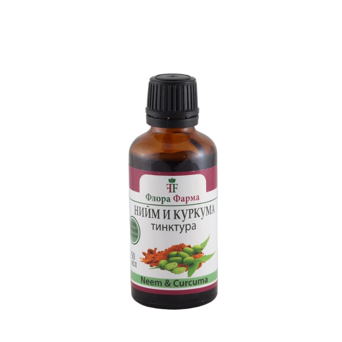 ФЛОРА ФАРМА ТИНКТУРА НИЙМ И КУРКУМА 50 мл / FLORA PHARMA TINCTURE NEEM ...
