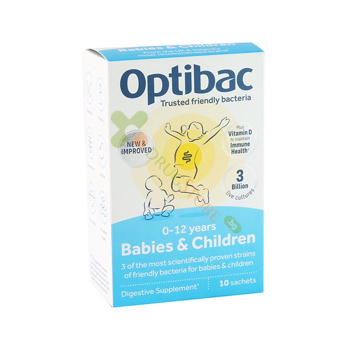 ОПТИБАК ПРОБИОТИК ЗА БЕБЕТА И ДЕЦА саше 10 броя / OPTIBAC PROBIOTICS ...