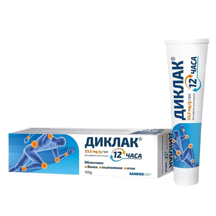 ДИКЛАК 12 ЧАСА гел 23.2 мг/г 100 г / SANDOZ DICLAC 12 h 23,3 mg/g gel ...