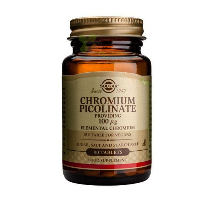 СОЛГАР ХРОМ ПИКОЛИНАТ таблетки 100 мкг. 90 броя / SOLGAR CHROMIUM ...
