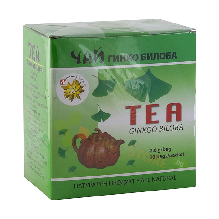 ЗЕЛЕН ЧАЙ И ГИНКО БИЛОБА филтър 30 броя / TNT 21 GREEN TEA AND GINKGO ...